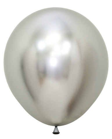 18"S Reflex Silver latex balloon #55845 Sempertex Betallic