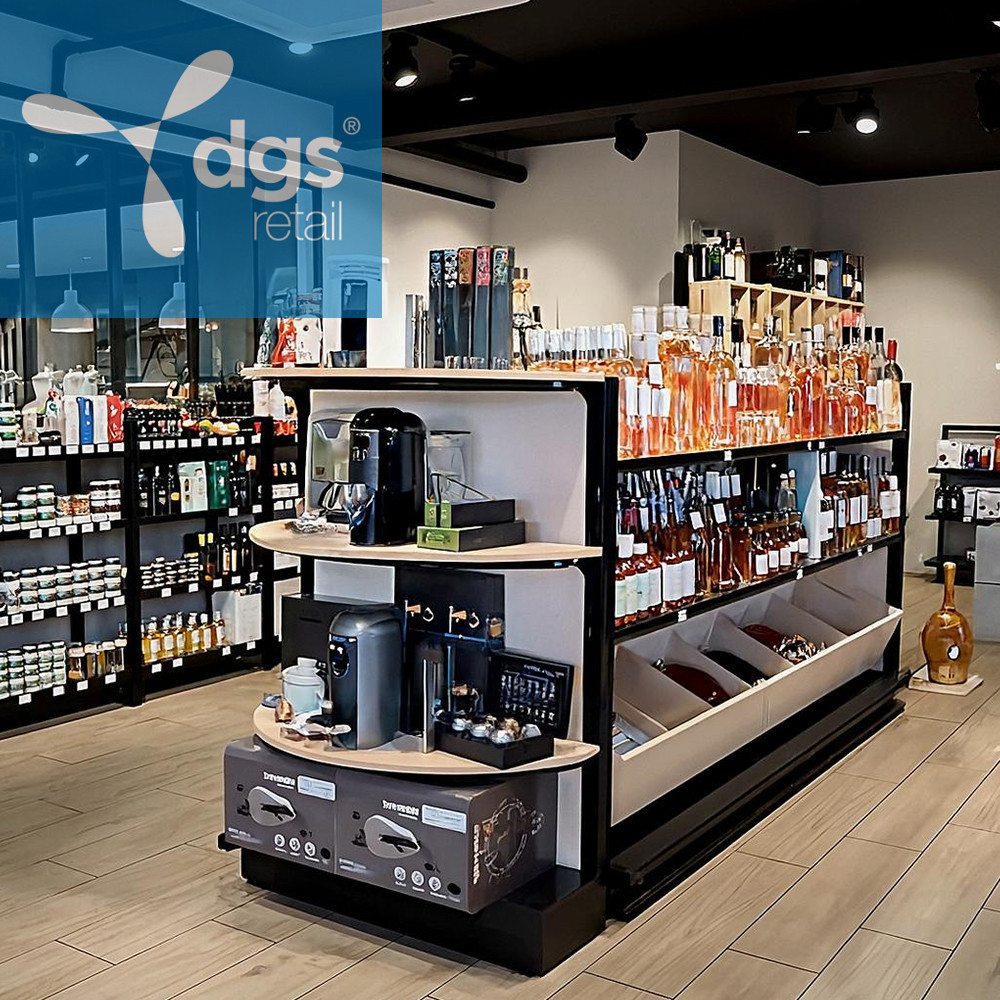 Wooden Wine Store Island Display With Endcaps And Shelves | DGS Retail