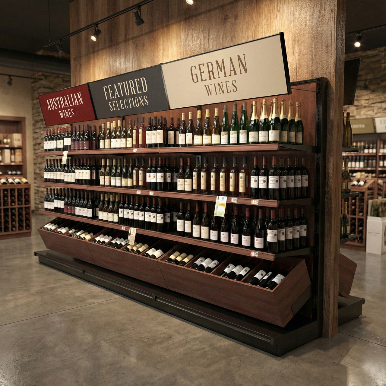 Commercial Wine Racks Sale | Wood Gondola System | DGS Retail