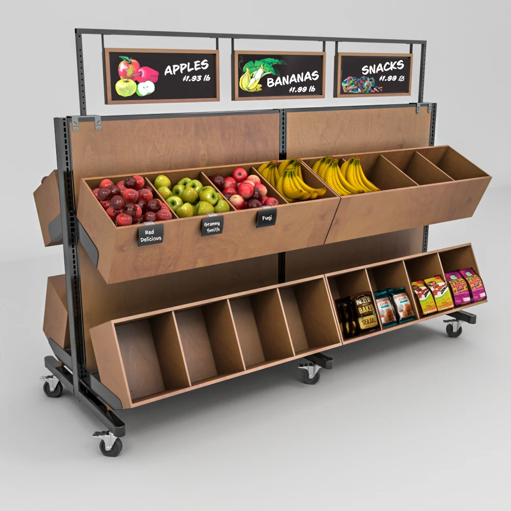 Rolling Wooden Gondola Shelving Island Display Unit 96"W | DGS Retail