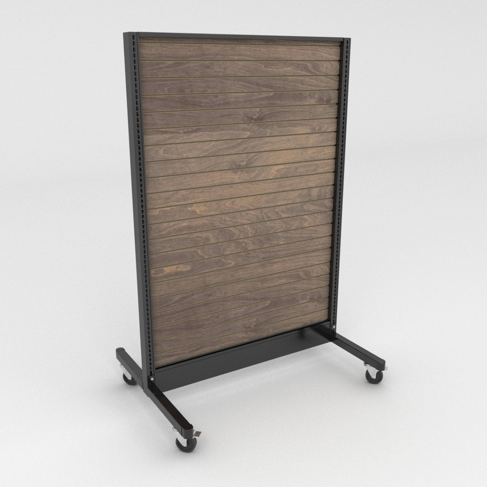Heavy Duty Mobile Gondola With Wooden Slatwall Backs | DGS Retail