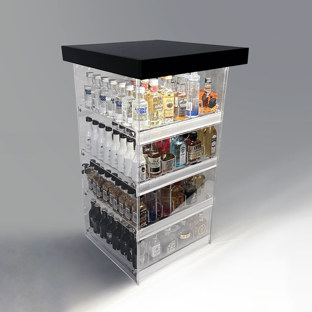 Panny LED Mini Liquor Bottle Display Case - 12x12x24 Inch Illuminated ...