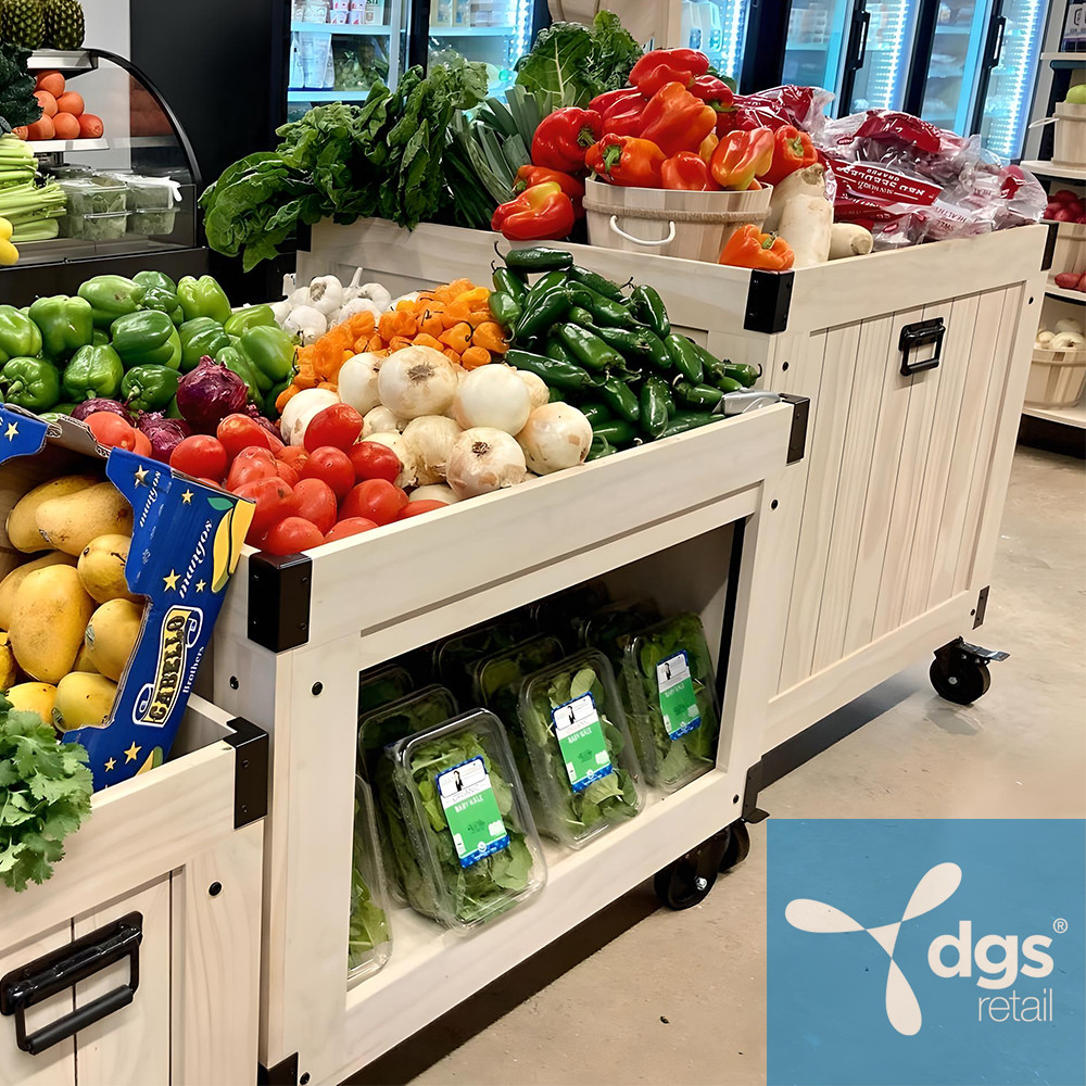 Rolling Produce Orchard Display Bins for Sale | DGS Retail