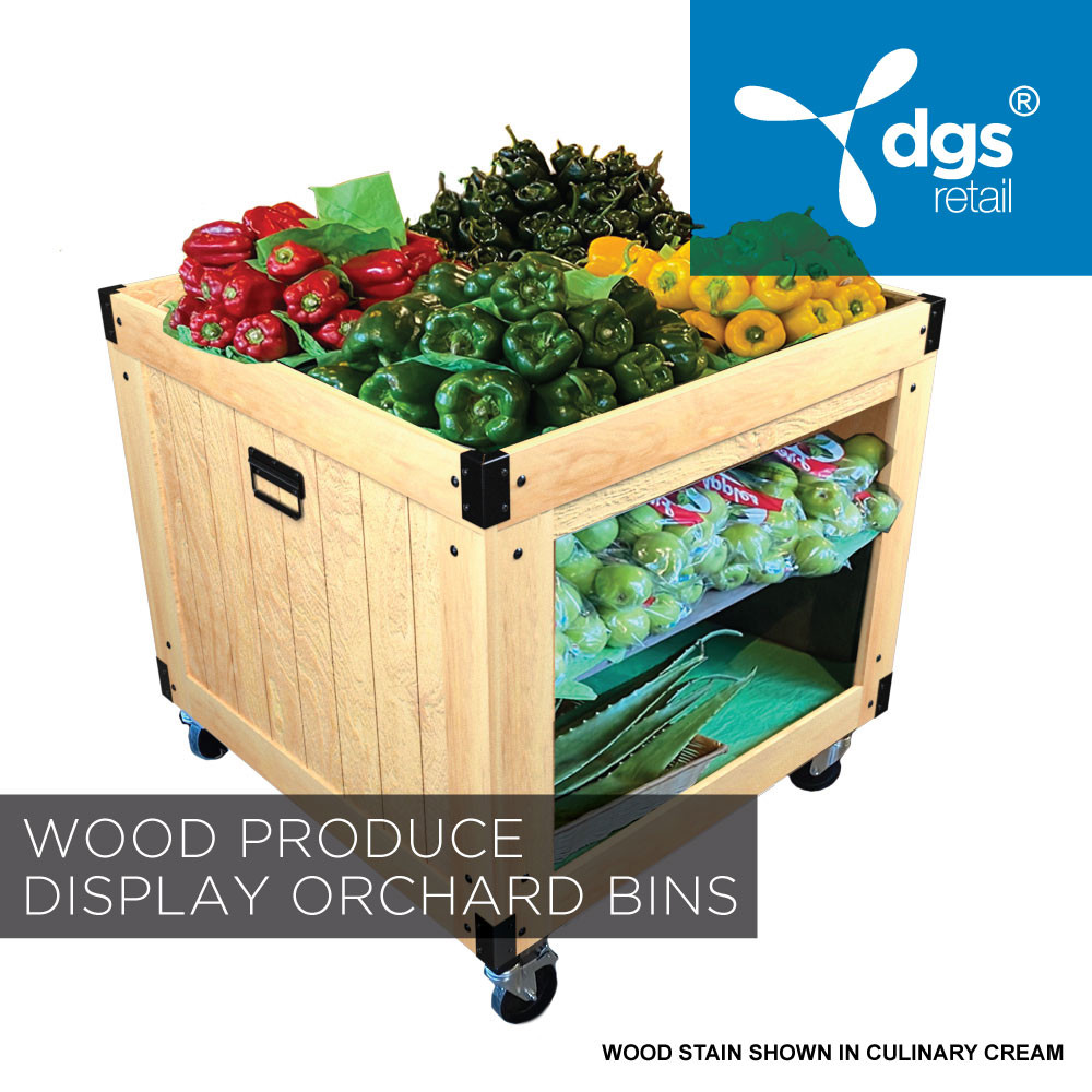 Movable Wooden Orchard Produce Display Bins for Sale | DGS Retail