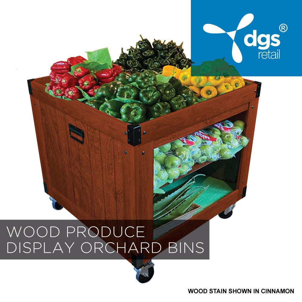Movable Wooden Orchard Produce Display Bins for Sale | DGS Retail