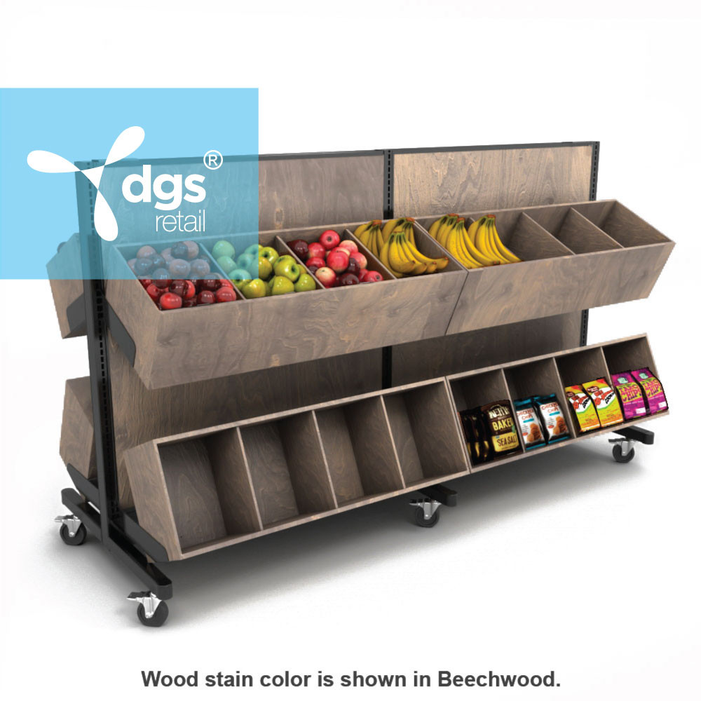 Wooden Rolling Lozier Gondola Display Units On Sale | DGS Retail