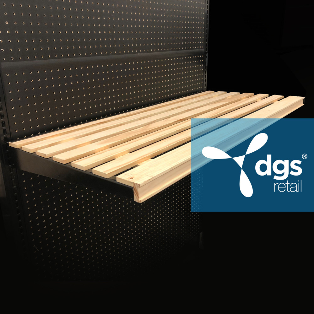 Slatted Wood Slat Display Shelves For Gondola Racks | DGS Retail