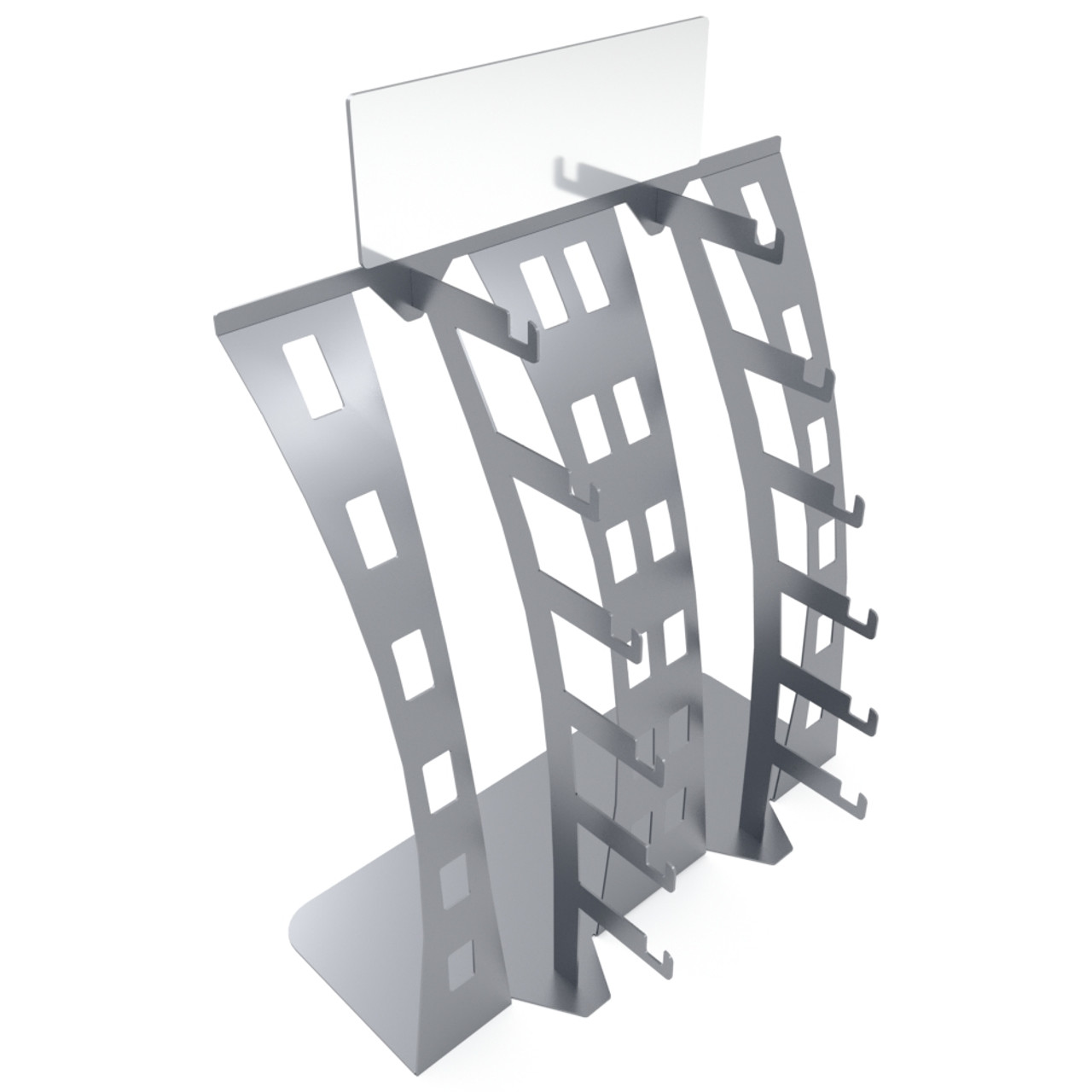 Stylish Curved Countertop Sunglass Display Rack With Mirror Holds 12
