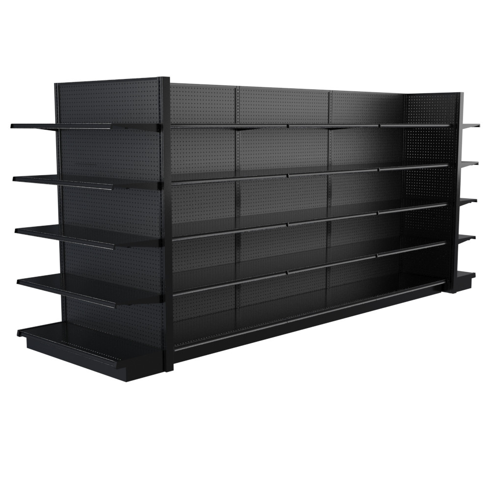 High-Capacity Lozier Black Gondola Shelving for Retail - 16ft Wide, 78 ...