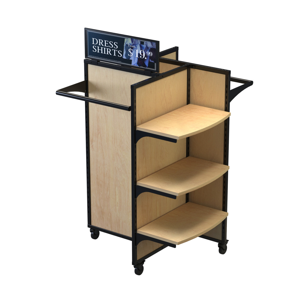 Rolling Gondola Merchandiser with 6 Shelves & 2 Crossbars, 41W 62H ...