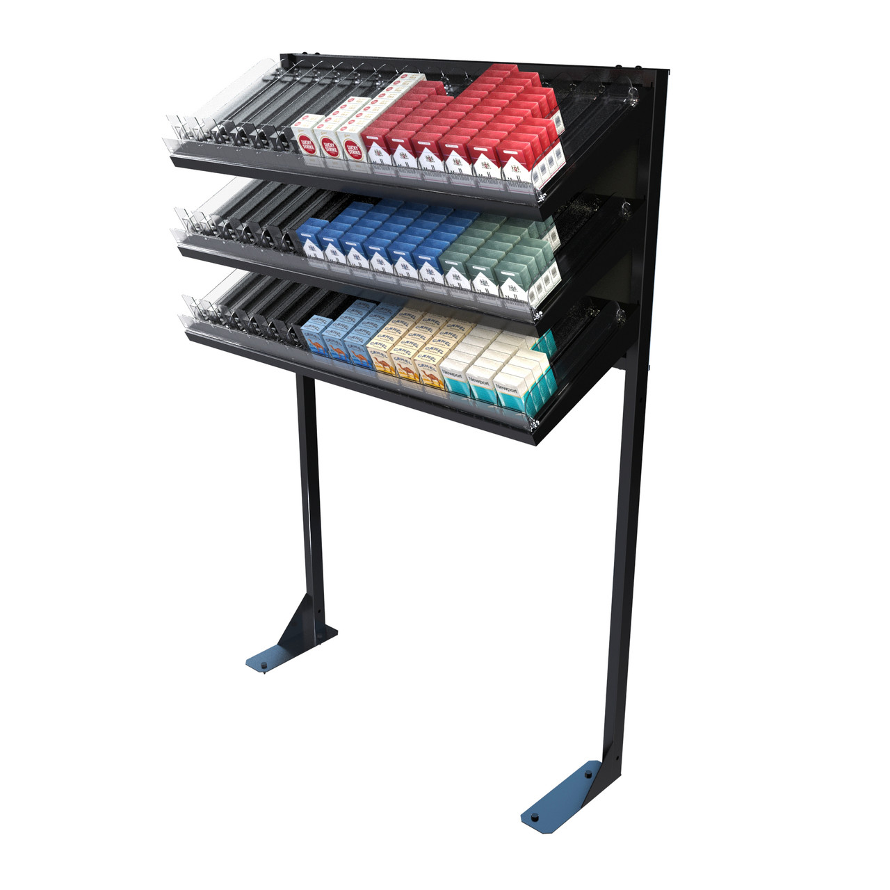 TobacPro Overhead Cigarette Display Rack 3 Shelves, Adjustable Spring ...