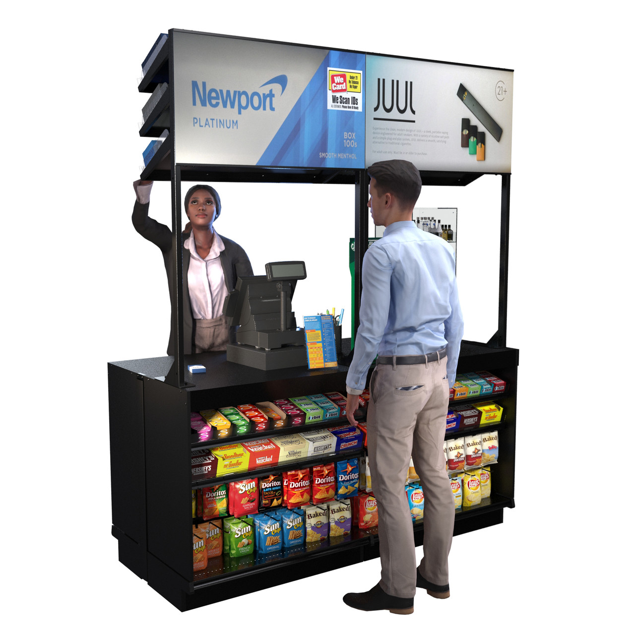 TobacPro Overhead Cigarette Display Rack 6 Shelves, Adjustable Spring ...