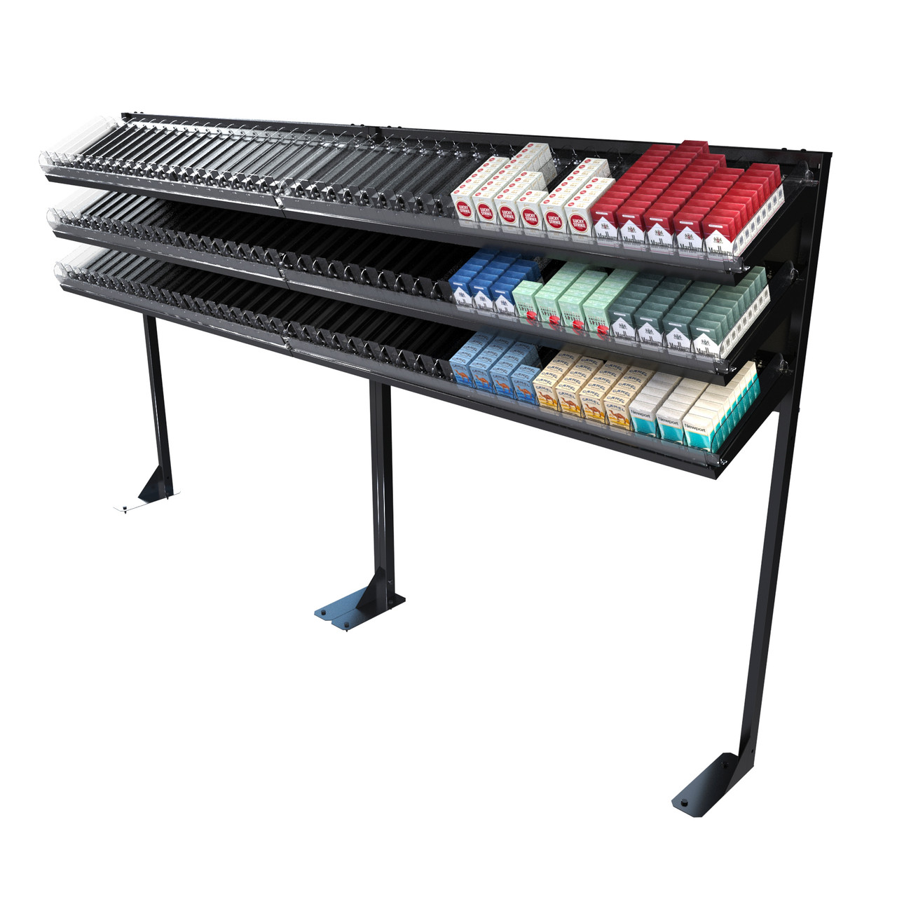 TobacPro Overhead Cigarette Display Rack 6 Shelves, Adjustable Spring ...
