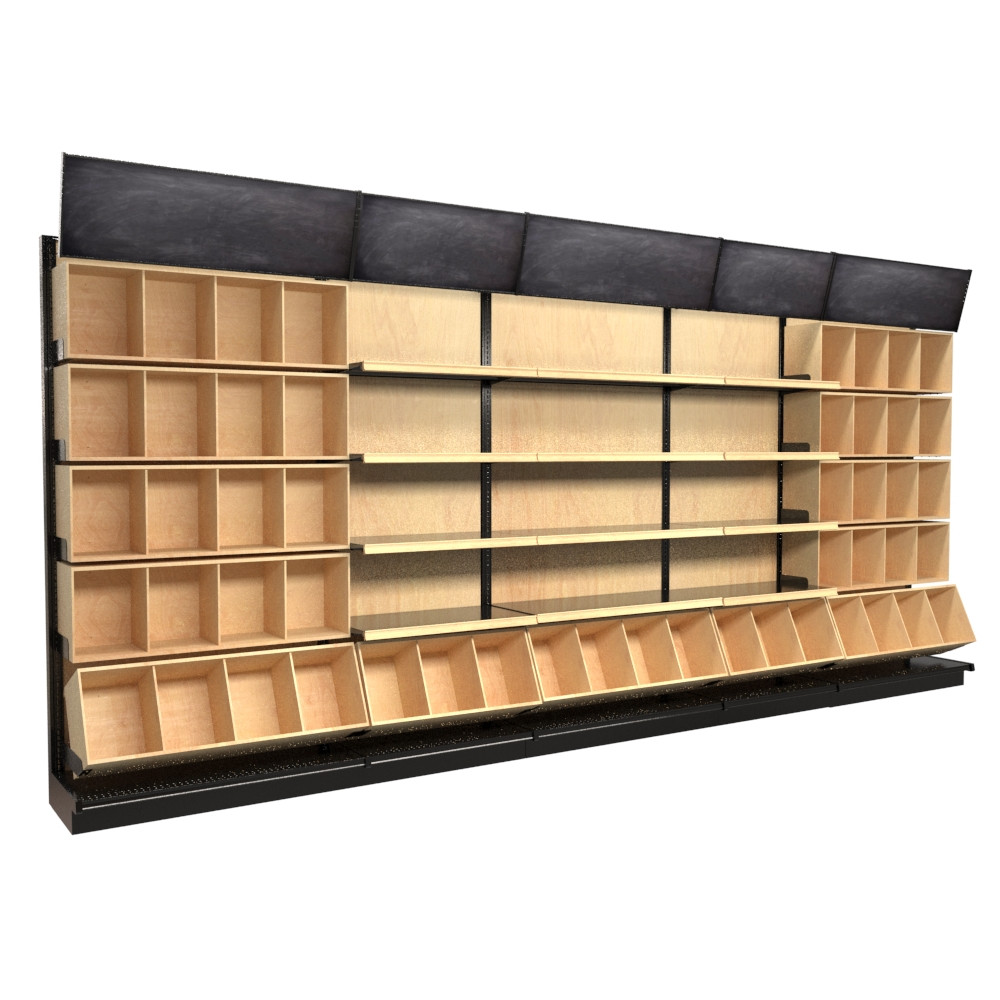 Lozier Liquor & Wine Wall Merchandising Display With Header, 25 Wood ...