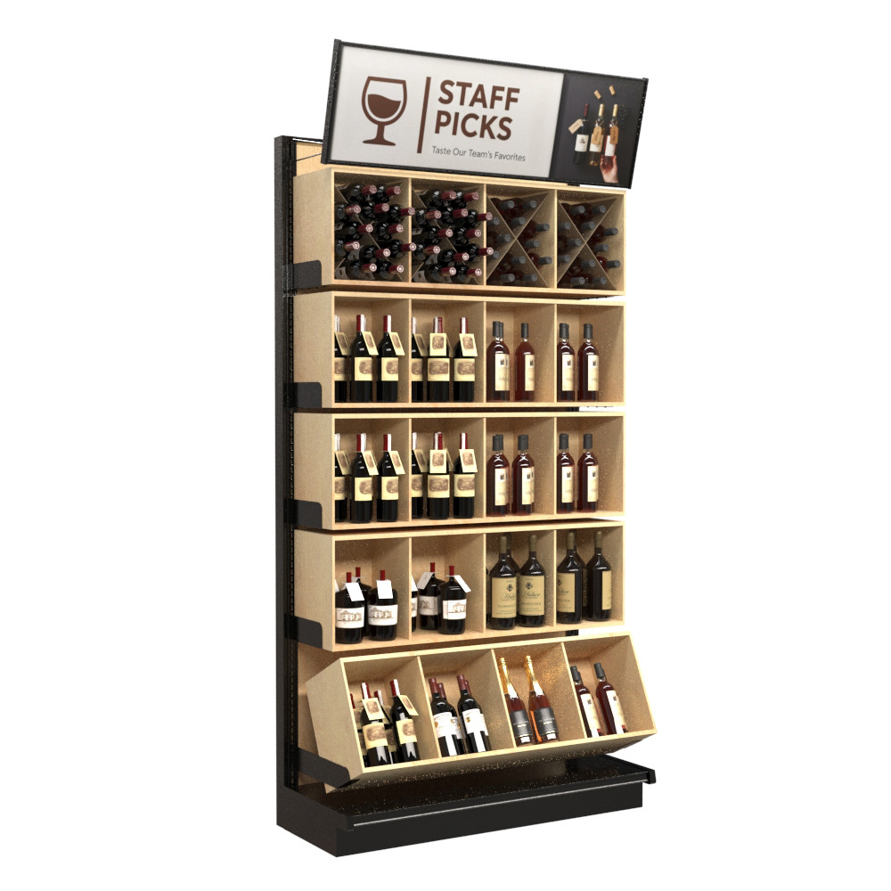 Liquor Store Wall Display With Header & 5 Wood Wine Cubbies, 48"W Ã— 96 ...