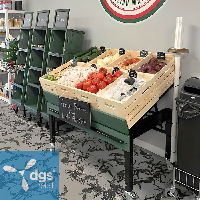 Wooden Produce Display Euro Table For Grocery Stores | DGS Retail