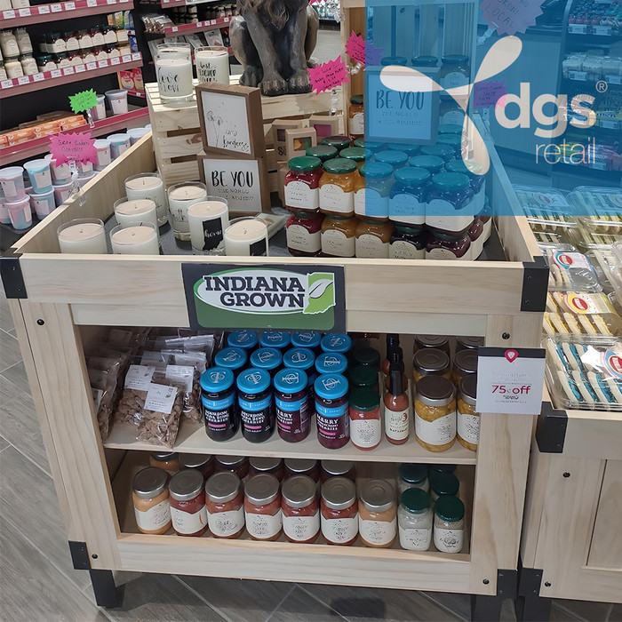 Wooden Vegetable Orchard Bin Display With 4 Shelves | DGS Retail