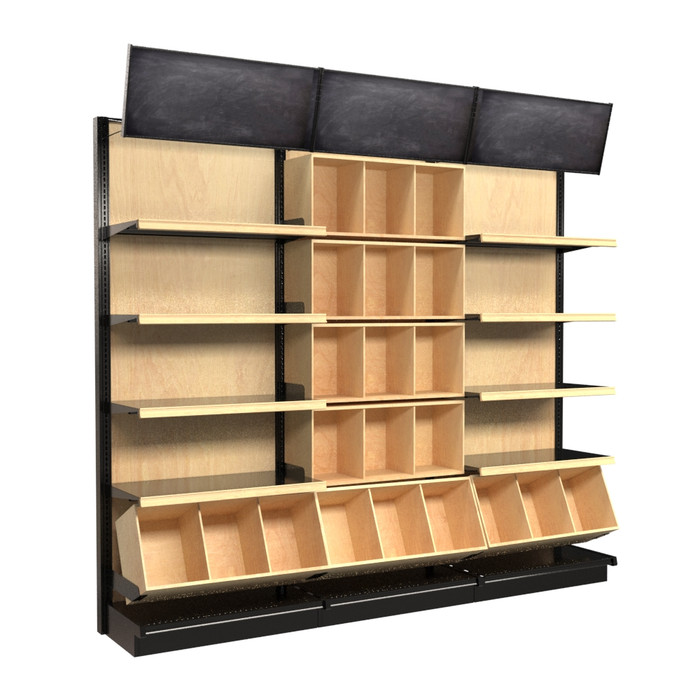 Liquor & Wine Retail Wall Merchandising System With Header, 15 Shelves ...