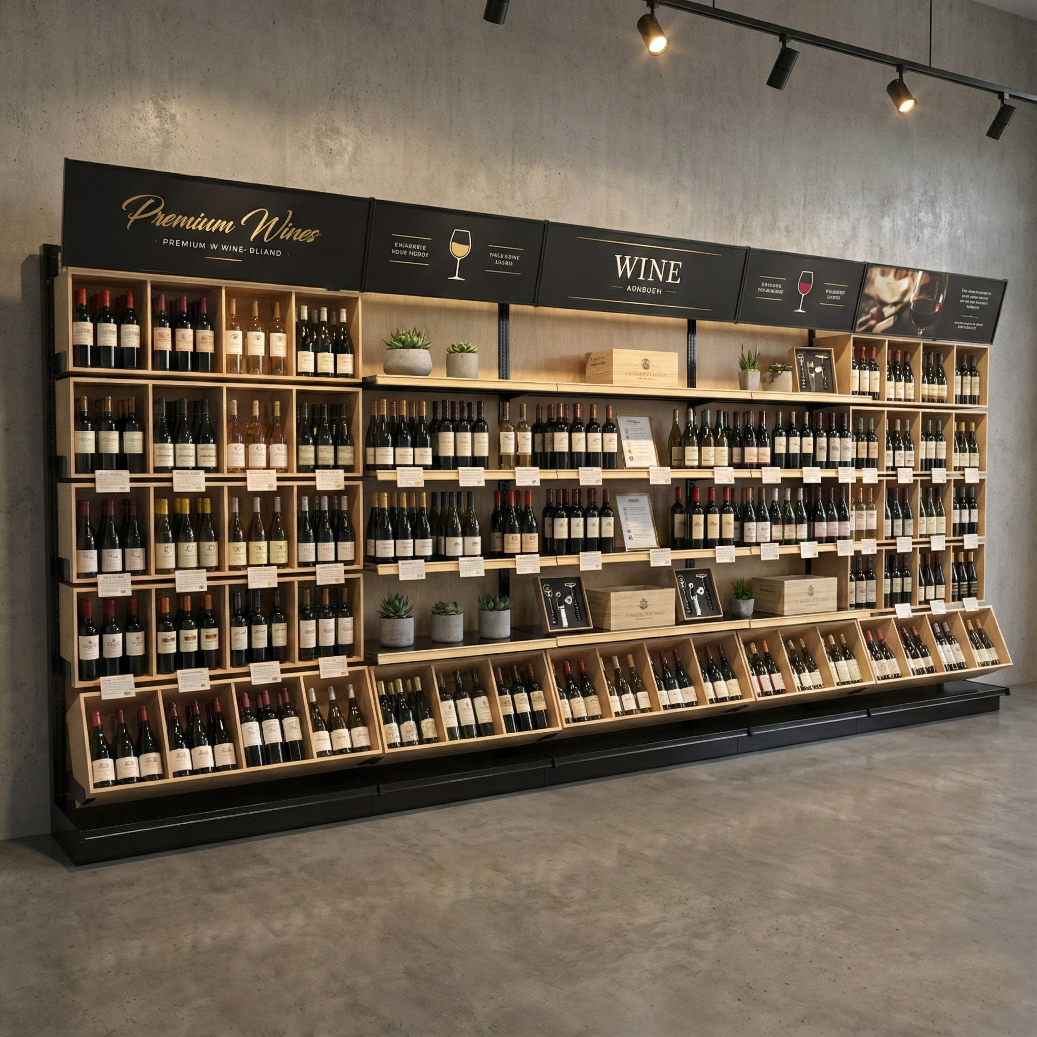 Lozier Liquor & Wine Wall Merchandising Display With Header, 25 Wood ...