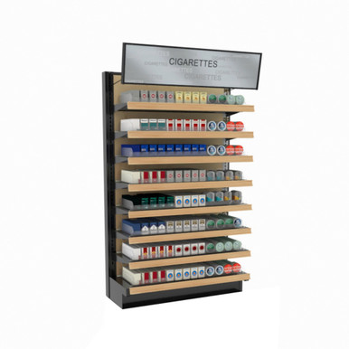 WoodMax Cigarette Display Rack With 8 Shelves, Pushers 36W 60H | DGS Retail