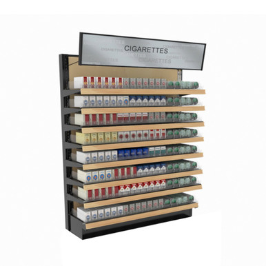 WoodMax Cigarette Display Rack With 8 Shelves, Pushers 48W 60H | DGS Retail