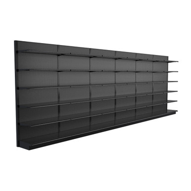 Lozier 24ft Black Gondola Shelving - 96"H x 19"D, 36 Shelves Included