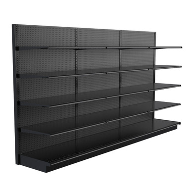 Lozier Black 12ft Wall Shelving Unit - 78" High, 25" Deep, 15 Shelves