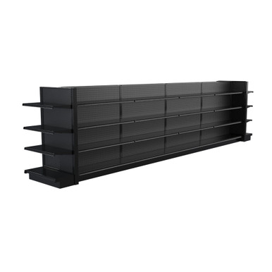 19ft Black Gondola Shelving for Small Retail Stores 13"D Base Shelves