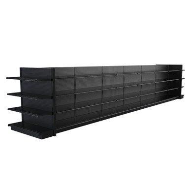 Extra Deep 28ft Black Gondola Shelving Unit 22"D Shelves for Larger Stores