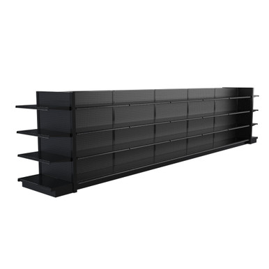 Practical 24ft Black Gondola Shelving 16"D Base Shelves for Mid-Sized ...