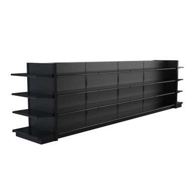 Small Black Gondola Shelving Unit 20ft Wide, 16"D Shelves, 60"H Height