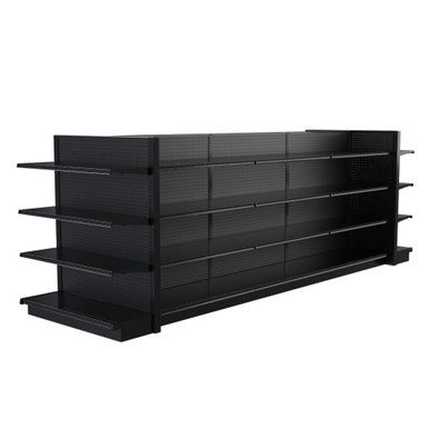 Max-Capacity Black Gondola Shelving 16ft Wide, 22"D Base Shelves
