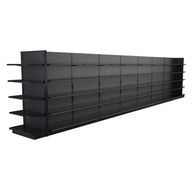 Wide Lozier Black Gondola Shelving for Large Inventory - 32ft Wide, 78 ...