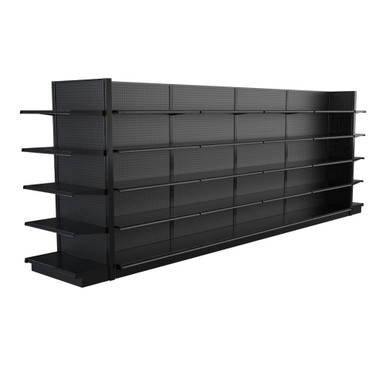 Lozier Black Gondola Shelving for Larger Items - 20ft Wide, 78"H, 19"D ...