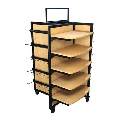 Black & Wood Island Display 38W 62H with 10 Shelves, 10 Hangbars & 50 ...