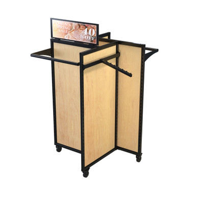 Wood Mobile Display 41W 62H with 2 Crossbars & 2 Hangbars with Faceouts ...