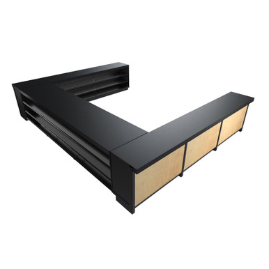 Wood Lozier U-Shaped Checkout Counter with 36 Shelves 12FT x 12FT | DGS ...