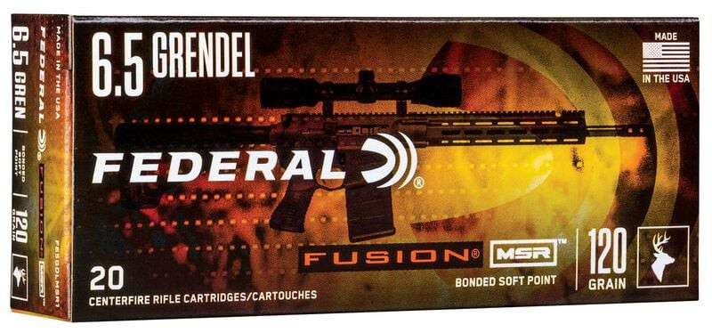 Federal Fusion 6.5 Grendel 120 Grain FSP Brass F65GDLMSR1