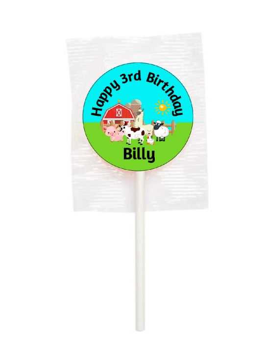 Personalised Farm Animals Lollipops (15 Pack) | Custom Sweet