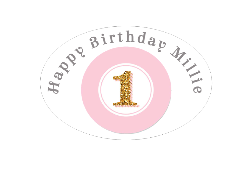 Personalised Pink 1st Birthday Bag Labels (8 Pack)