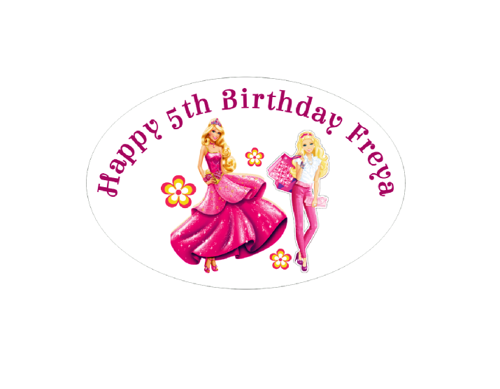 Personalised Barbie Fantasy Oval Labels (8 Pack)