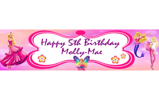 Personalised Barbie Fantasy Birthday Banner | Custom Banners