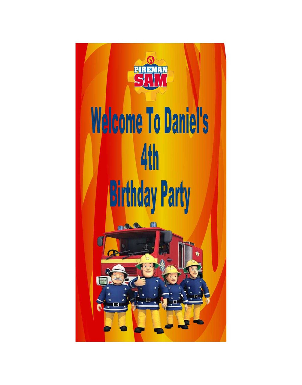 Personalised Vinyl Fireman Sam Door Banner