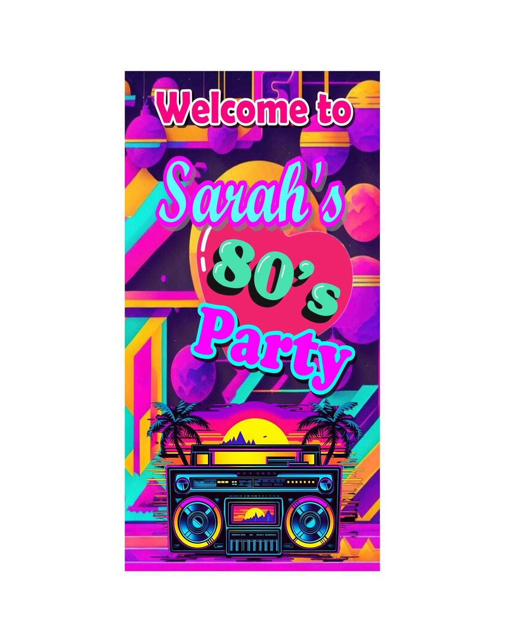 Personalised Vinyl 80's Door Banner
