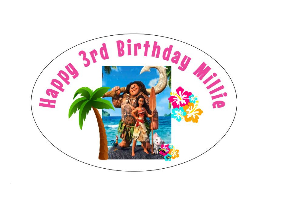 Personalised Moana Oval Bag Labels (8 Pack)