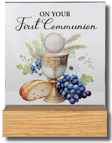 First Communion Glass Plaque