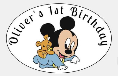 Personalised Mickey Mouse Birthday Label (8 Pack)