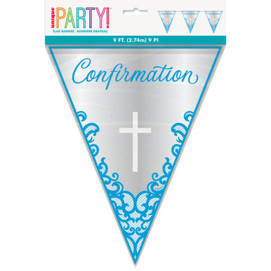 Blue Cross Confirmation Pennant Banner | Unique Industries