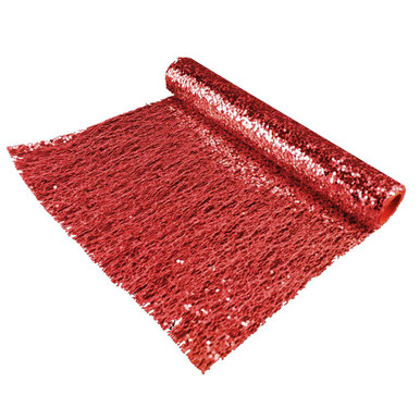 Red Sequin Table Runner - 2 Meters | PartyWorld