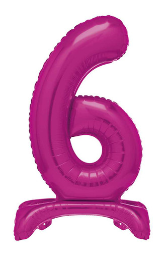 Number 6 Standing Hot Pink Balloon | Pink Party Supplies